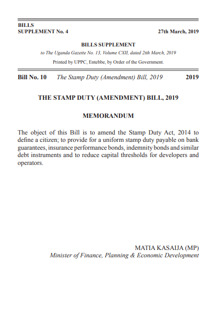 The Stamp Duty (Amendment) Bill,2019 : csbag.org