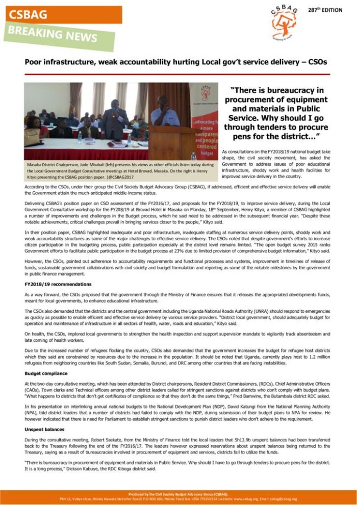 Poor infrastructure, weak accountability hurting Local gov’t service ...