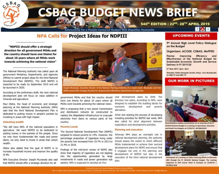 NPA Calls for Project Ideas for NDPIII : csbag.org