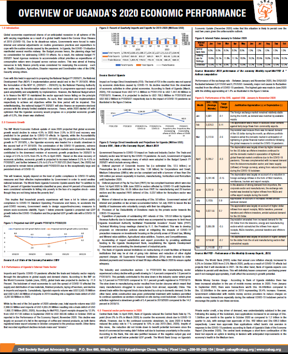 OVERVIEW OF UGANDA’S 2020 ECONOMIC PERFORMANCE : csbag.org